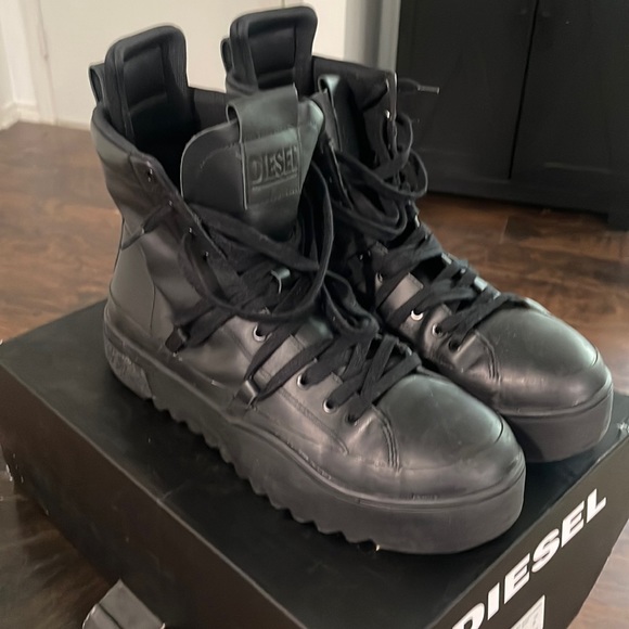 Shoes | Diesel Platform Shoe All Black Gently Worn Size 12 45 | Poshmark